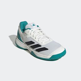 Mädchen Tennisschuh "COURTFLASH KIDS", adidas Performance, Gr. 38,5, weiß, Synthetik, Textil, Schuhe, geeignet für Hartplatz und Sandplatz