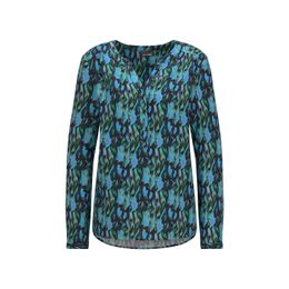 GOLDNER Damen Schlupfbluse "Kurzgr&ouml;&szlig;e Langarmbluse mit V-Ausschnitt, Print", gr&uuml;n, Gr. 19, Obermaterial: 100% Viskose CV., Blusen