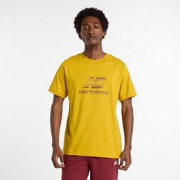 New Balance Damen T-Shirt, gold, Gr. M, Obermaterial: 100% Baumwolle, Shirts