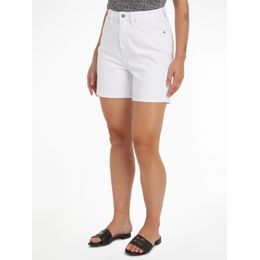 Tommy Hilfiger Damen Shorts "DNM STRAIGHT SHORT HW WHITE", weiß, Gr. 33, unifarben, Denim/Jeans, Obermaterial: 99% Baumwolle, 1% Elasthan, Hosen, in