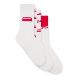 HUGO UNDERWEAR Damen Freizeitsocken "3P QS SPLIT LOGO CC", Gr. 39, wei&szlig;, Baumwollmischung, Socken, mit verschiedenen Mustern