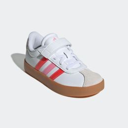 Mädchen Sneaker "VL COURT 3.0 KIDS", adidas Sportswear, Gr. 35cloud weiß, bright rot, bliss pink, Leder, Synthetik, Schuhe, inspiriert vom Design des