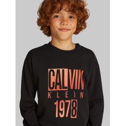 Jungen Sweatshirt "GRADIENT GRAPHIC CN", schwarz, Gr. 8, Calvin Klein Jeans, unifarben, Sweatware, Obermaterial: 100% Baumwolle, Sweatshirts, mit