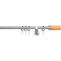 Gardinenstange Indeko, L:160cm &Oslash;:16mm, silber, Stahl, Gardinenstangen, "Cigar", Komplett-Set inkl. Ringen und Montagematerial