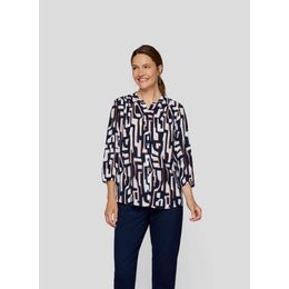 Rabe Damen Druckbluse, blau, Gr. 38, bedruckt, unifarben, Web, Obermaterial: 100% Viskose, Blusen, mit Minimal-Print und Knopfleiste
