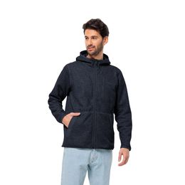 Jack Wolfskin Herren Fleecejacke "TANNENSPUR HOODED JKT M", blau, Gr. M, unifarben, Fleece, Obermaterial: 100% Polyester, Jacken, W&auml;rmend, winddicht,