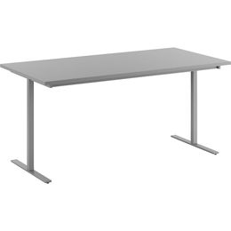 Mehrzwecktisch DUO-T, gerade Platte, HxT 740 x 800 mm, Breite 1600 mm, lichtgrau, silber kaiserkraft