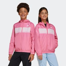 Jungen Windbreaker "J TIBERIO WB", wei&szlig;, Gr. 164, adidas Sportswear, Obermaterial: 100% Polyester, Jacken