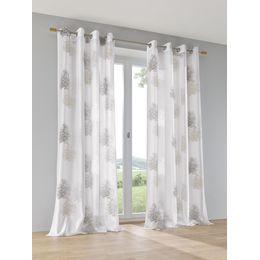 Vorhang Kutti, B:135cm H:245cm, grau, Ausbrenner, Polyester, Viskose, Wohnzimmer, Gardinen, "Belinda", Gardine, halbtransparent, Ausbrenner,