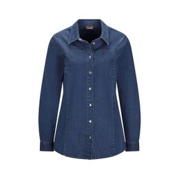 GOLDNER Damen Hemdbluse "Kurzgr&ouml;&szlig;e Jeanshemd aus Baumwoll-Stretch", blau, Gr. 20, Obermaterial: 98% Baumwolle CO. 2% Elasthan EL., Blusen