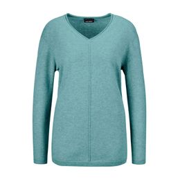 GOLDNER Damen Strickpullover "Kurzgr&ouml;&szlig;e Kaschmirpullover mit V-Ausschnitt", blau, Gr. 21, Obermaterial: 100% Kaschmir WS., Pullover