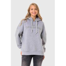 Cipo & Baxx CIPO & BAXX Damen Hoodie "HOODIE SWEATSHIRT", grau, Basic, Gr. M, unifarben, 70% Baumwolle, 30% Polyester, Sweatshirts, sportlich-l&auml;ssiges