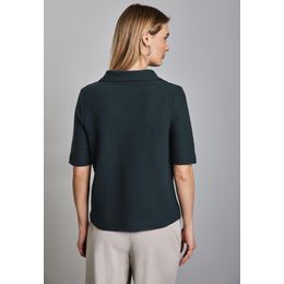 Street One Damen Poloshirt, gr&uuml;n, Gr. 34, unifarben, Web, Obermaterial: 52% Polyester, 47% Baumwolle, 1% Elasthan, Shirts, mit Struktur