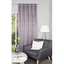Vorhang Home Wohnideen, B:135cm H:245cm, grau, Polyester, K&uuml;che, Gardinen, "GINGKO", Verdunkler, jacquardgemustertes Gingko-Blatt-Motiv, 100%