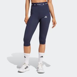 Damen Trainingstights "TF CAPRI L", blau, Gr. S, adidas Performance, Obermaterial: 73% Polyester, 27% Elasthan, Hosen