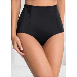 Shapingpants bonprix, Damen, Gr. 38, schwarz, Obermaterial: 80% Polyamid, 20% Elasthan. Futter: 100% Baumwolle. Spitze: 87% Polyamid, 13% Elasthan, unifarben, figurbetont, Unterhosen