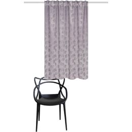 Vorhang Home Wohnideen, B:135cm H:145cm, grau, Polyester, K&uuml;che, Gardinen, "GINGKO", Verdunkler, jacquardgemustertes Gingko-Blatt-Motiv, 100%