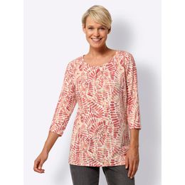 Longshirt Classic Basics "Longshirt", Damen, Gr. 40, orange (ecru, apricot, bedruckt), 100% Baumwolle, bedruckt, gemustert, mehrfarbig, Rundhals, Shirts Longshirt