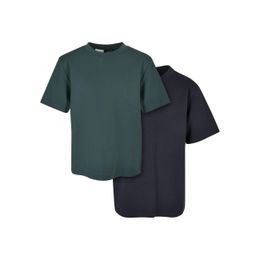 Langarmshirt Urban Classics "Urban Classics Herren Boys Tall Tee 2-Pack", M&auml;dchen, Gr. 110/116, navy bottlegr&uuml;n, 100% Baumwolle, unifarben, oversize, Rundhals, Shirts Langarmshirt