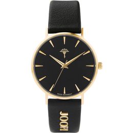 JOOP! Quarzuhr JOOP, gold (schwarz, goldfarben), Armbanduhren, Damen, Quarzuhr, Armbanduhr, Damenuhr, analog, Lederarmband
