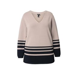 Ulla Popken Pullover Damen Gr&ouml;&szlig;e XL/XXL dunkelbeige / schwarz