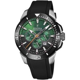 Chronograph Festina "Chrono Bike", schwarz (schwarz, schwarz, grün), Armbanduhren, Herren, Chronograph, Armbanduhr, Quarzuhr, Herrenuhr, Stoppfunktion, bis 10 bar wasserdicht