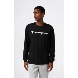 T-Shirt Champion "BASICS Long-Sleeve T-Shirt Large Logo", Herren, Gr. M (48/50), schwarz (nbk, ns), Obermaterial: 100% Baumwolle, Shirts