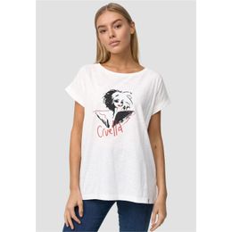 T-Shirt Recovered "Cruella Devil Art Ecru", Damen, Gr. XL, beige (natur), 100% Baumwolle, bedruckt, normal, Rundhals, Shirts, im zeitlosen Design