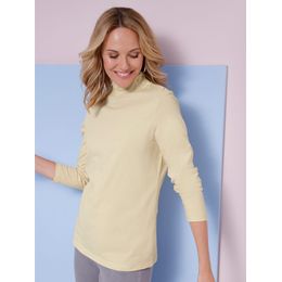 Langarmshirt Classic Basics "Stehkragen-Shirt", Damen, Gr. 40, beige (sand), 100% Baumwolle, unifarben, Shirts Langarmshirt