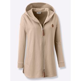 Shirtjacke Casual Looks "Sweatjacke", Damen, Gr. 46, beige, 80% Baumwolle, 20% Polyester, unifarben, Shirts Shirtjacke