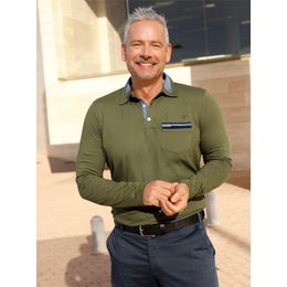 Poloshirt Marco Donati "Langarm-Shirt", Herren, Gr. 60/62, gr&uuml;n (oliv), 100% Baumwolle, gemustert, kariert, unifarben, Shirts