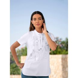 Kurzarmshirt Heine "Shirt", Damen, Gr. 34, wei&szlig;, 50% Modal, 44% Polyester, 6% Elasthan, unifarben, Rundhals, Shirts
