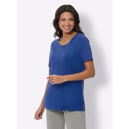 Longshirt "Longshirt", Damen, Gr. 40, blau (royalblau), 50% Baumwolle, 50% Modal, unifarben, Rundhals, Shirts Longshirt