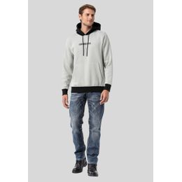 Cipo & Baxx Kapuzenpullover CIPO & BAXX "Sweatshirts", Herren, Gr. L, grau, 70% Baumwolle;30% Polyester, regular fit, Pullover Kapuzenpullover, im Kontrast-Look