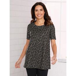 Longshirt "Longshirt", Damen, Gr. 42, schwarz (schwarz, bedruckt), 100% Baumwolle, gemustert, mehrfarbig, Rundhals, Shirts Longshirt