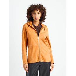 Lederjacke Maze "4202192", Damen, Gr. XS, gelb (amber), Obermaterial: 100% Lammleder; Innenfutter: 100% Baumwolle, Jacken