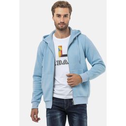 Cipo & Baxx Sweatjacke CIPO & BAXX "Jacken", Herren, Gr. S, blau, 70% Baumwolle, 30% Polyester, unifarben, Basic, regular fit normal, Rippb&uuml;ndchen, Sweatjacken Sweatjacke, mit Kapuze, CL556