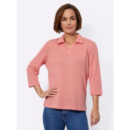 Poloshirt Classic Basics "Poloshirt", Damen, Gr. 42, rosa (flamingo, meliert), 75% Polyester, 25% Viskose, meliert, Shirts