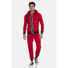 Cipo & Baxx Trainingsanzug CIPO & BAXX "Trainingsanzug", Herren, Gr. XL, rot, 72% Baumwolle, 22% Polyester, 6% Elasthan, unifarben, regular fit, Sportanz&uuml;ge Trainingsanzug, mit kontrastierenden B&uuml;ndchen, CLR131
