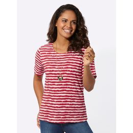 Kurzarmshirt Casual Looks "Ringelshirt", Damen, Gr. 38, rot (rot, ecru, geringelt), 95% Viskose, 5% Elasthan, gemustert, mehrfarbig, Rundhals, Shirts