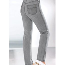 5-Pocket-Jeans Casual Looks, Damen, Gr. 185, Extrakurzgrößen, grau (grau, denim), 78% Baumwolle, 20% Polyester, 2% Elasthan, unifarben, lang, Jeans 5-Pocket-Jeans