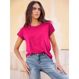 Kurzarmshirt Heine "Shirt", Damen, Gr. 34, pink, 50% Baumwolle, 50% Modal, unifarben, Rundhals, Shirts