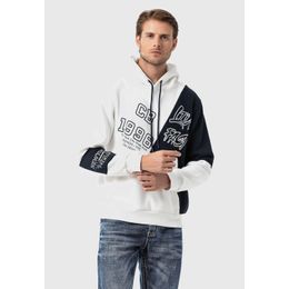 Cipo & Baxx Kapuzenpullover CIPO & BAXX "Sweatshirts", Herren, Gr. XXL, beige (ecru), 70% Baumwolle, 30% Polyester, gemustert, regular fit, Pullover Kapuzenpullover, im Kontrastdesign