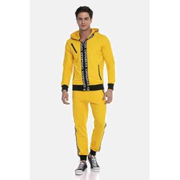 Cipo & Baxx Trainingsanzug CIPO & BAXX "Trainingsanzug", Herren, Gr. XXL, gelb, 72% Baumwolle, 22% Polyester, 6% Elasthan, unifarben, regular fit, Sportanz&uuml;ge Trainingsanzug, mit kontrastierenden B&uuml;ndchen, CLR131