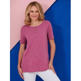Longshirt Classic Basics "Longshirt", Damen, Gr. 46, pink (magenta, meliert), 65% Polyester, 35% Baumwolle, meliert, Rundhals, Shirts Longshirt