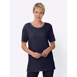 Longshirt "Longshirt", Damen, Gr. 44, blau (marine), 50% Baumwolle, 50% Modal, unifarben, Rundhals, Shirts Longshirt