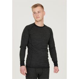 Funktionsshirt WHISTLER "BRADLEY", Herren, Gr. 3XL, grau (grau, meliert), 45% Wolle, 45% Polyester, 10% Elasthan, meliert, lang, Rundhals, Shirts Funktionsshirt, mit hohem Merinowoll-Anteil