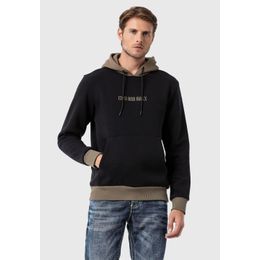 Cipo & Baxx Kapuzenpullover CIPO & BAXX "Sweatshirts", Herren, Gr. L, schwarz, 70% Baumwolle, 30% Polyester, mehrfarbig, regular fit, Pullover Kapuzenpullover, im Kontrast-Look