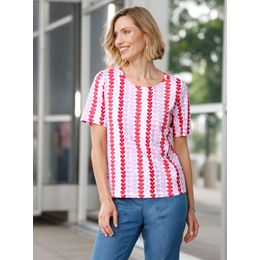 Kurzarmshirt Classic Basics "Shirt", Damen, Gr. 52, lila (rot, ros&eacute;, bedruckt), 50% Baumwolle, 50% Modal, gemustert, mehrfarbig, Rundhals, Shirts