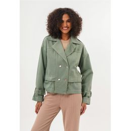 Trenchcoat FRESHLIONS "Helena", Damen, Gr. S, braun (khaki), 100% Baumwolle, unifarben, normal, M&auml;ntel, mit stylischem Reverskragen